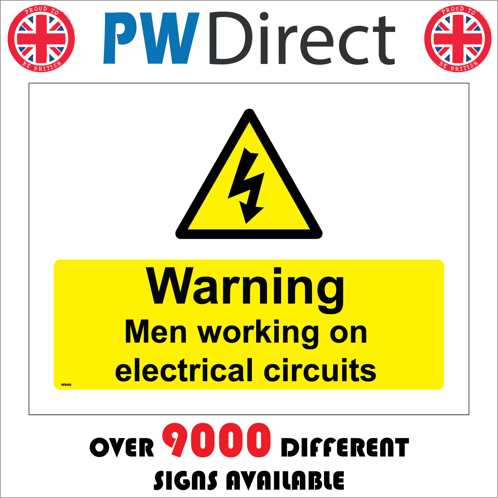 WS099 WARNING MEN WORKING ON ELECTRICAL CIRCUITS SIGN SAFETY SHOCK ...